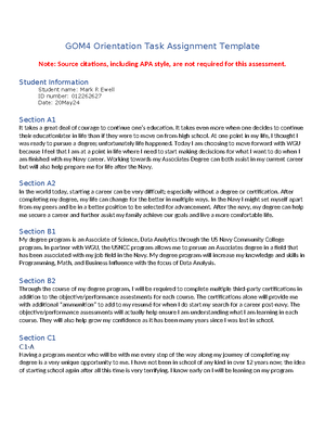 Orientation Task T1 Anthony Michael - GOM4 Orientation Task Assignment ...