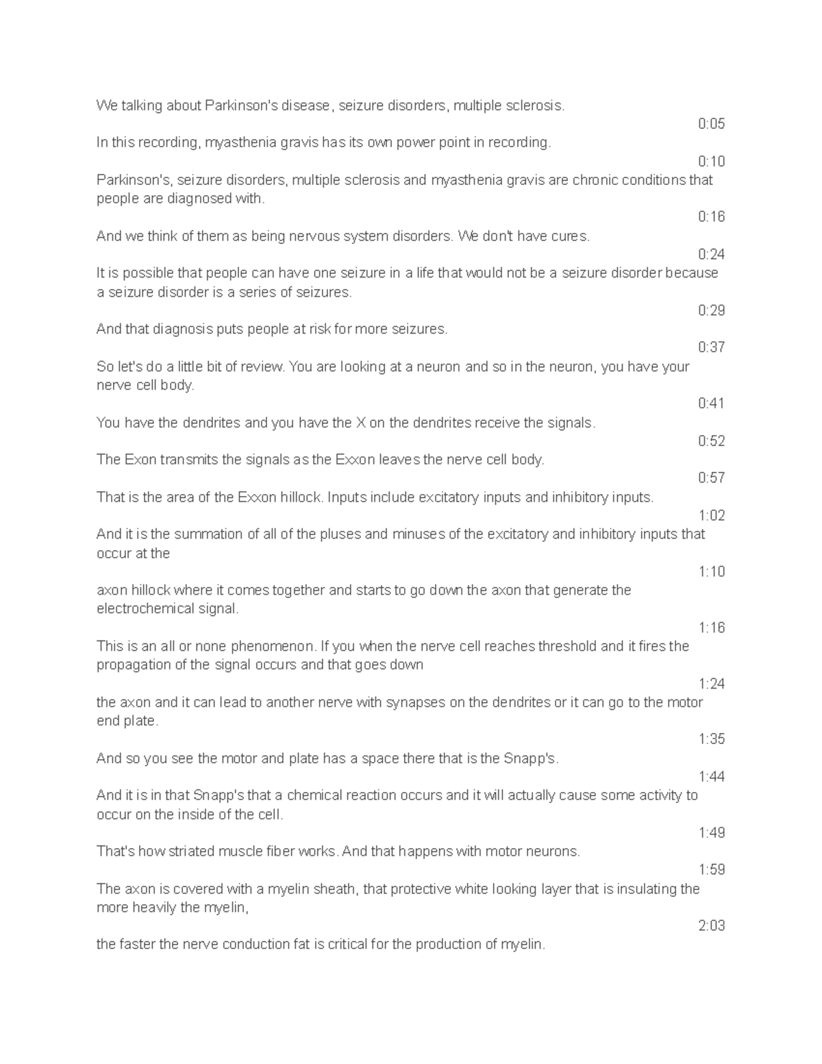 AA Neuro Script - We talking about Parkinson's disease, seizure ...