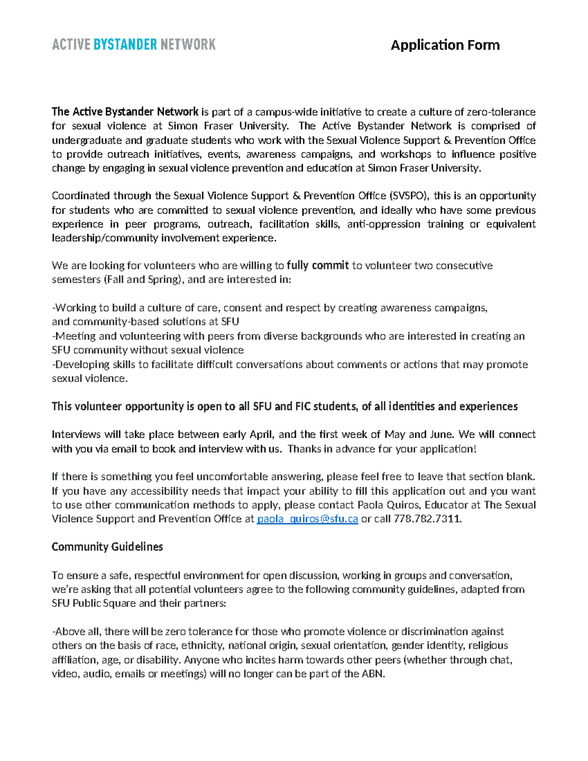 Active Bystander Application Form 2023-24 - The Active Bystander ...