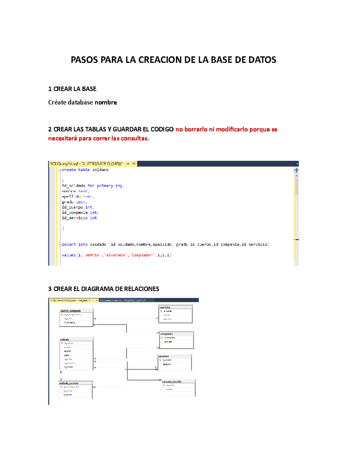 Sql pasos para crear una base - PASOS PARA LA CREACION DE LA BASE DE ...