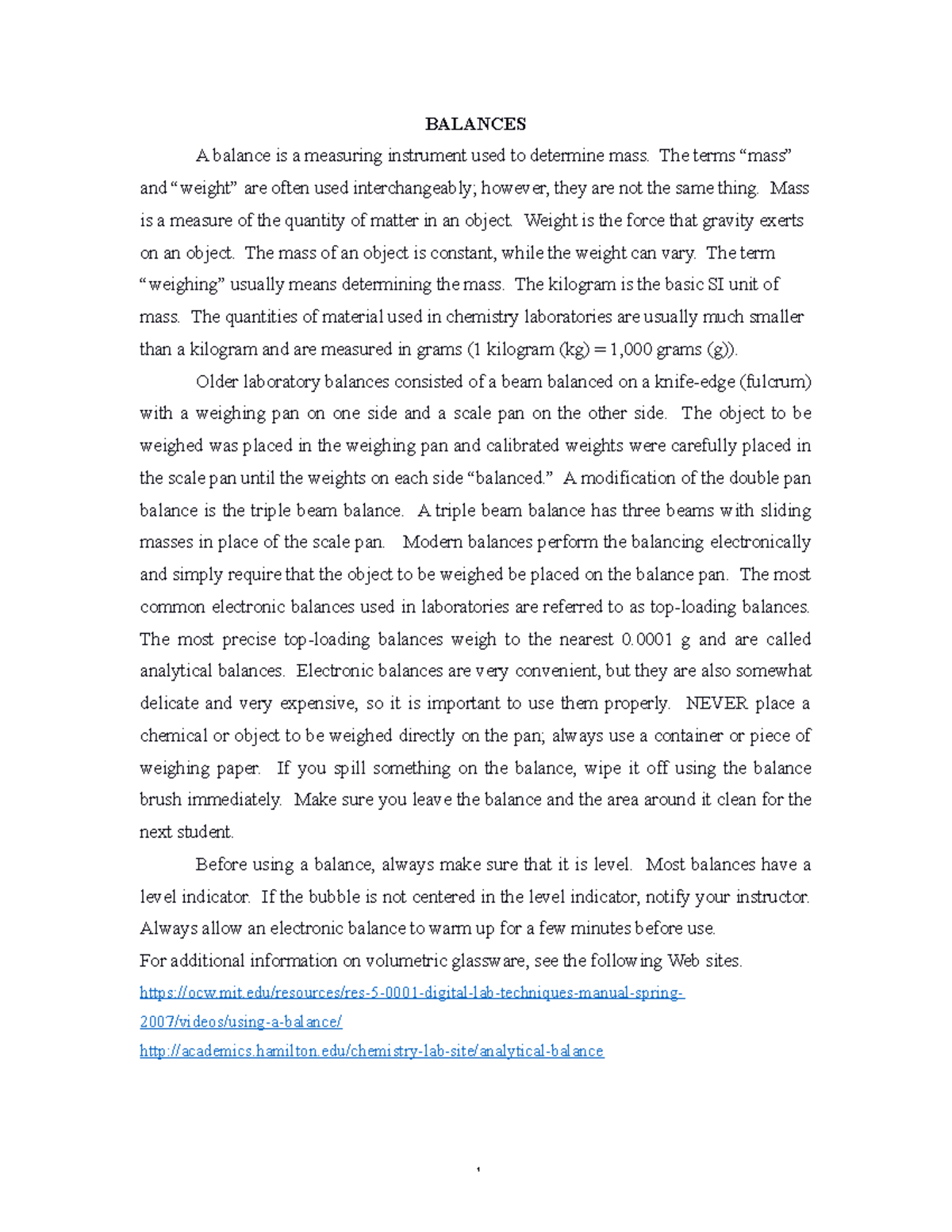 Balances - Hey - BALANCES A balance is a measuring instrument used to ...