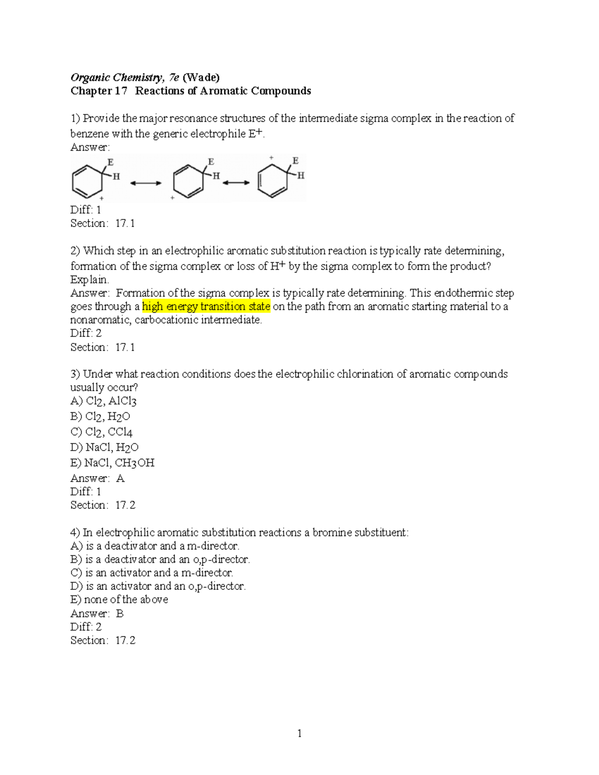 Chapter-17 - chem - Organic Chemistry, 7e (Wade) Chapter 17 Reactions ...