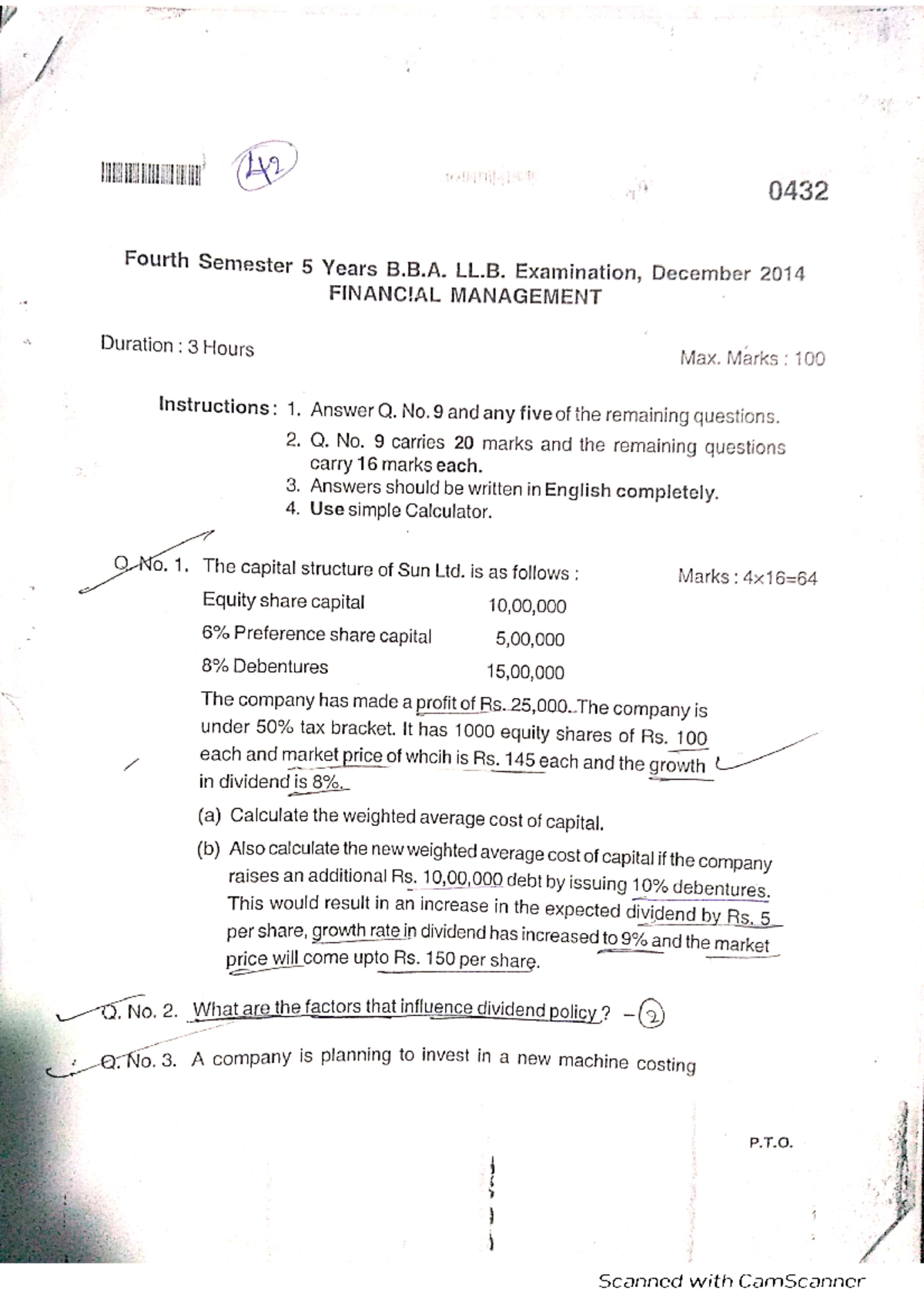 FM qp - Financial management question papers for 5 yrs 4th sem ...