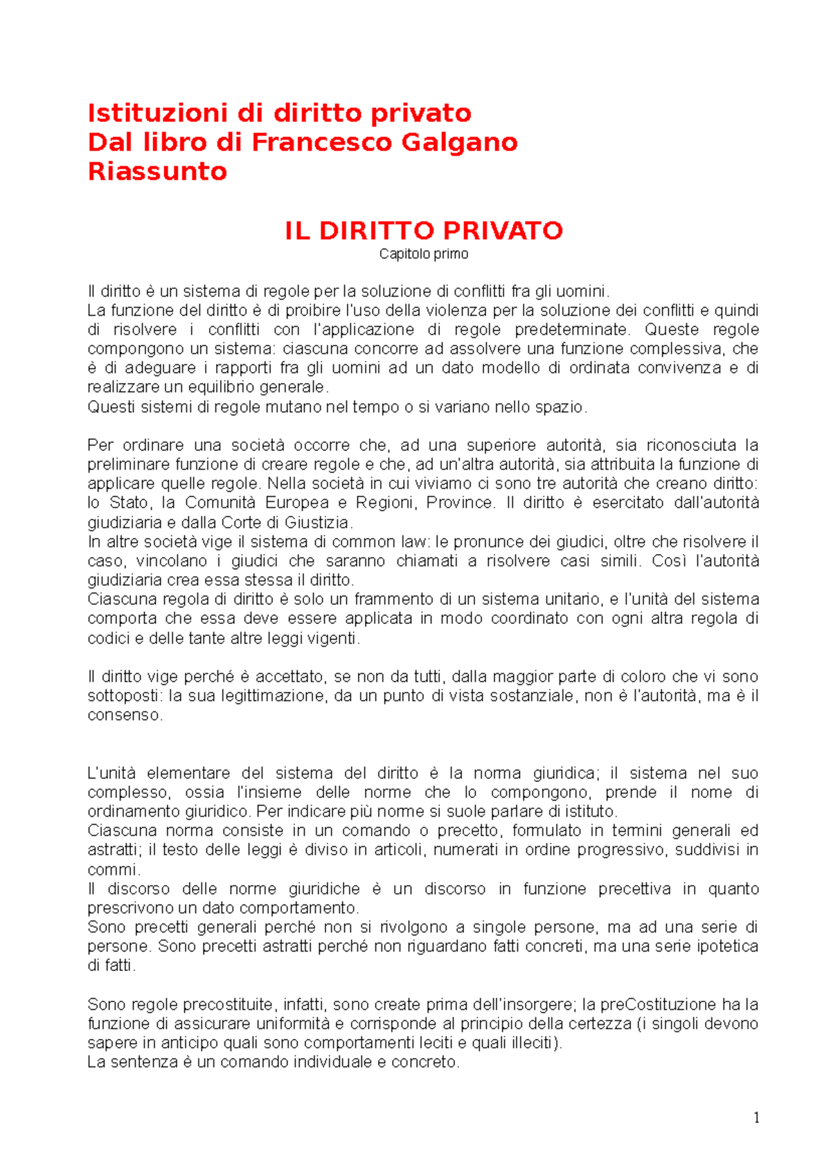 Riassunto diritto privato - Istituzioni di diritto privato Dal libro di ...