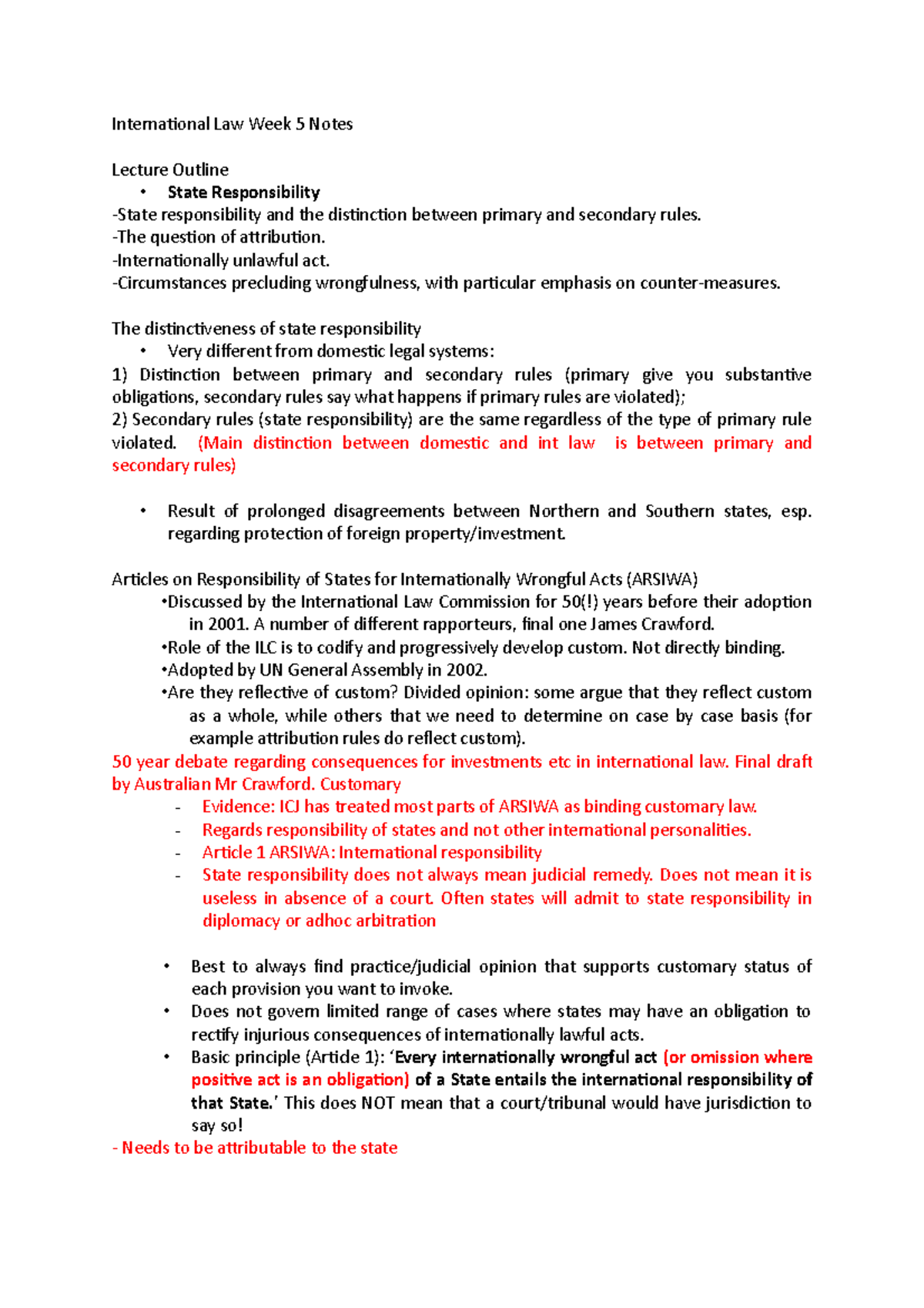 International Law Week 5 Notes - International Law Week 5 Notes Lecture ...