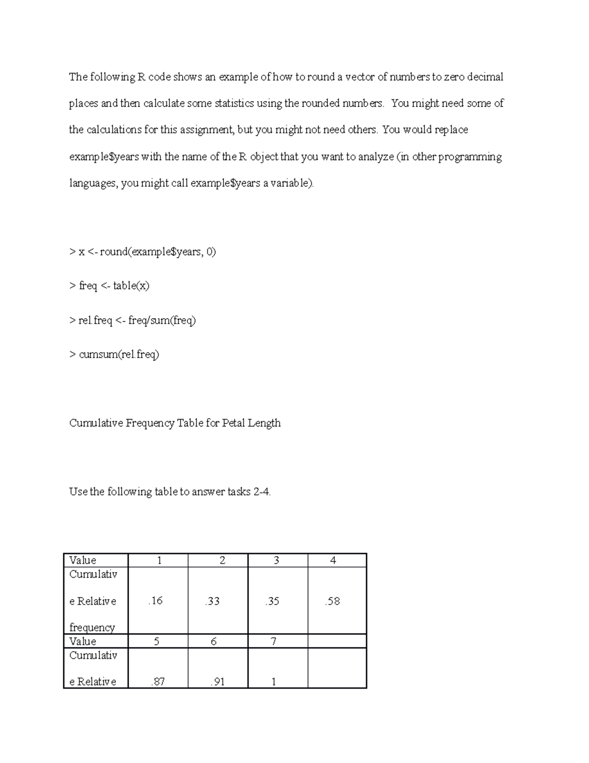 Assignment Math2 - Mathematics study material - The following R code shows an example of how to ...