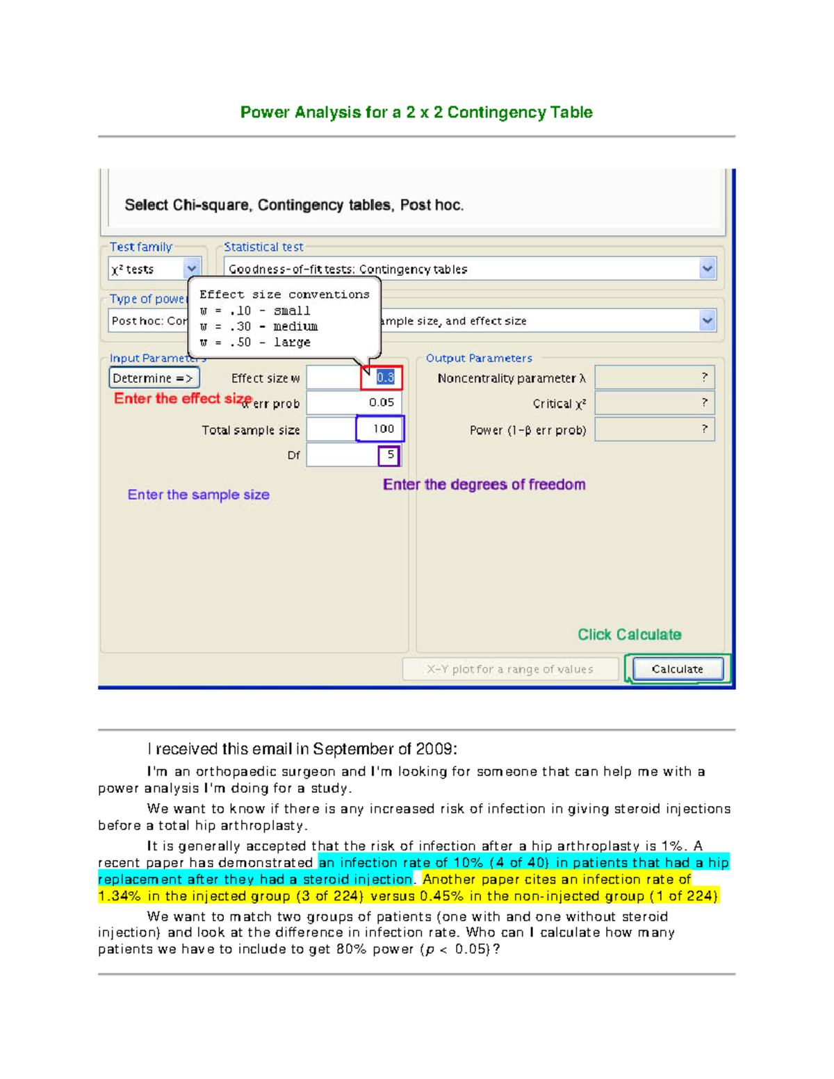 Power Analysis for a 2 x 2 Contingency Table - Power Analysis for a 2 x ...
