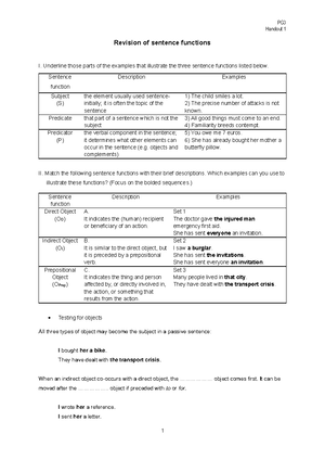 Handout 2 - Multiclausal sentences - PG Handout 2 Multiclausal ...