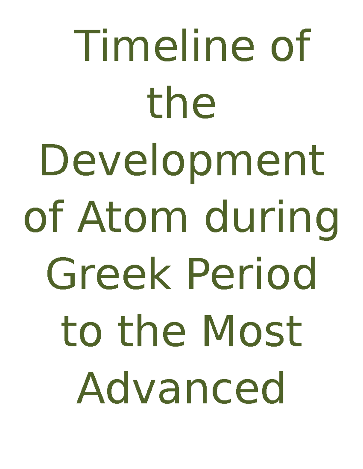Timeline of the Development of Atom during Greek Period to the Most ...