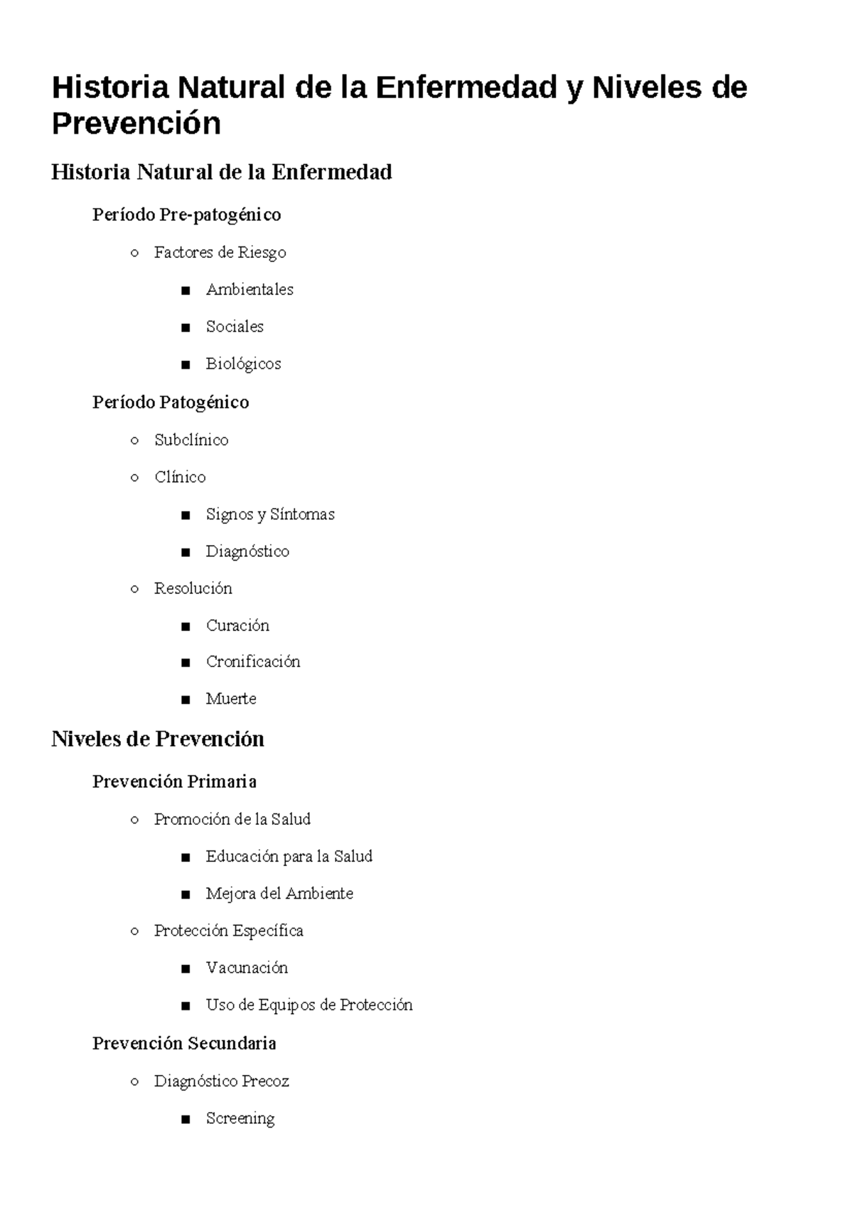 Historia Natural de la Enfermedad y Niveles de Prevención - Historia Natural de la Enfermedad y ...