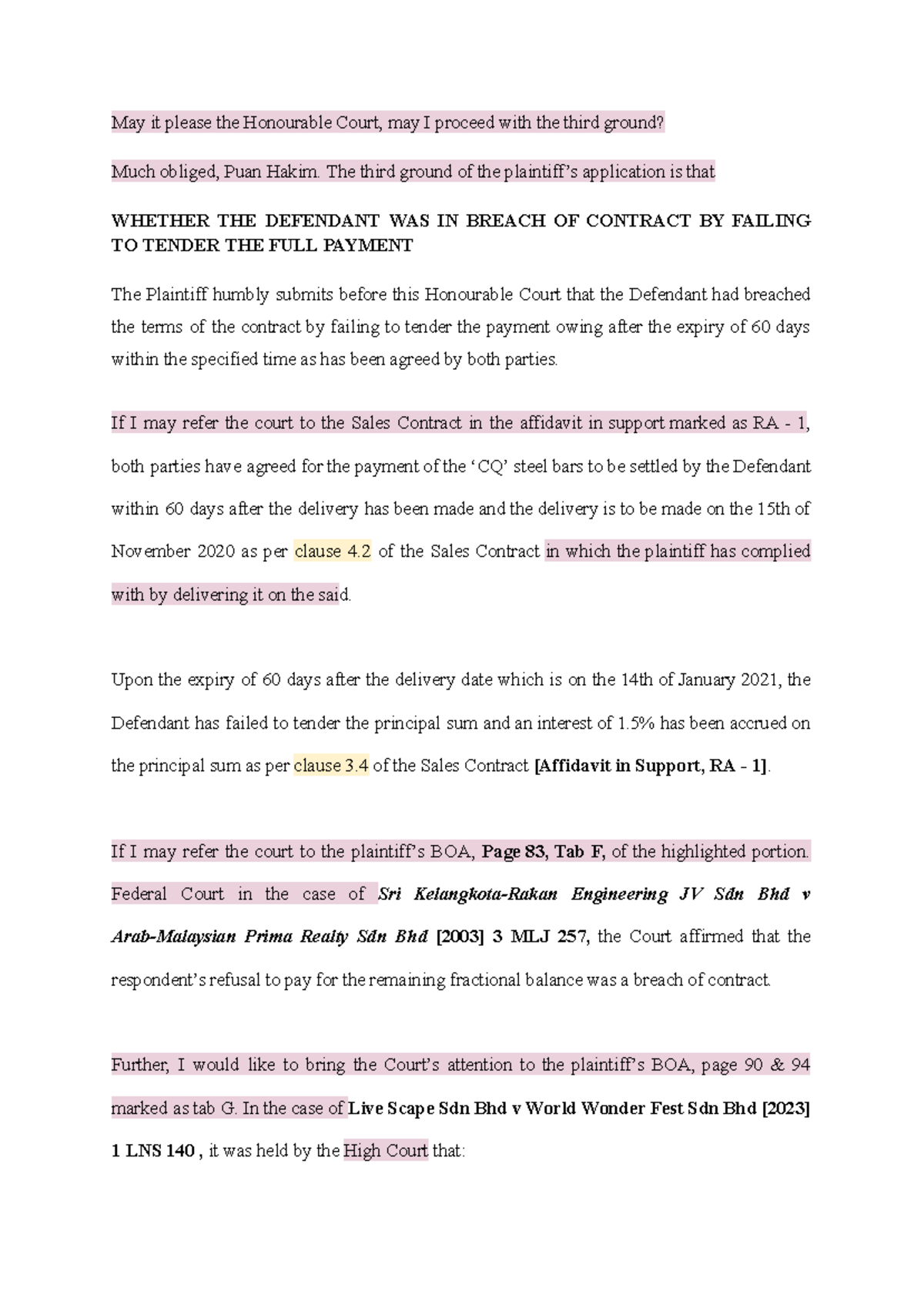 Script cp - May it please the Honourable Court, may I proceed with the third ground? Much ...