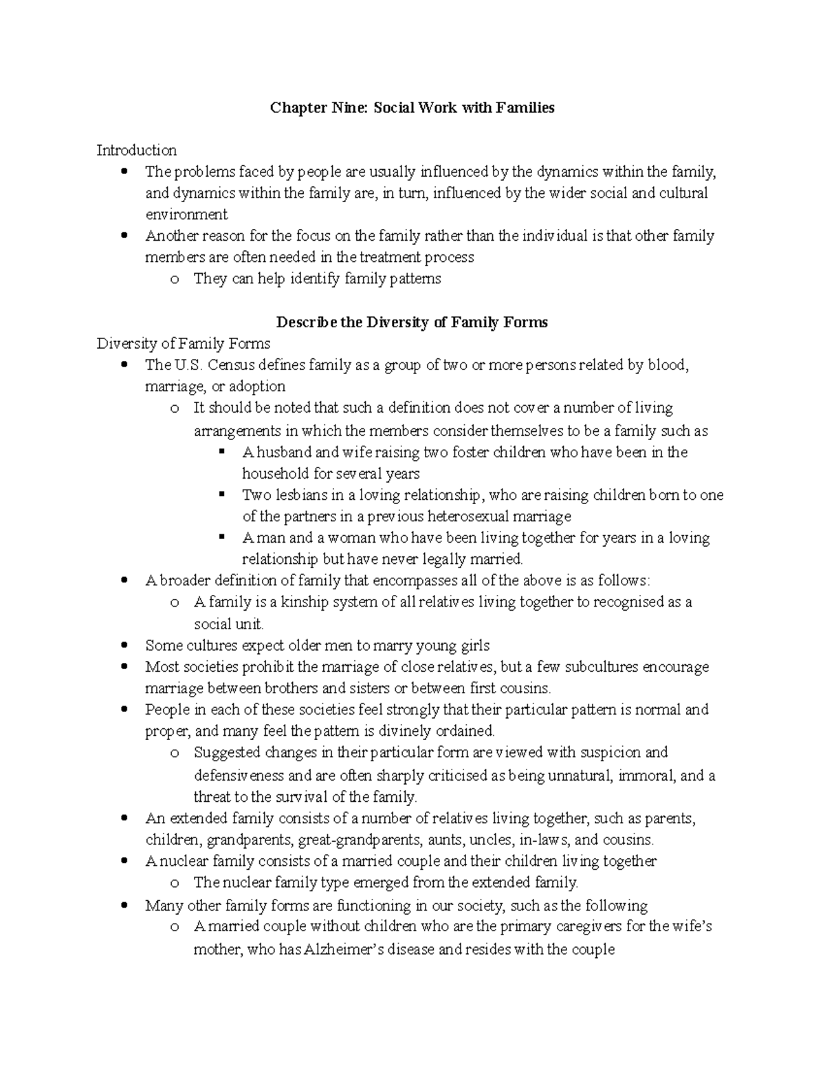 Chapter Nine Social Work with Families - Chapter Nine: Social Work with ...