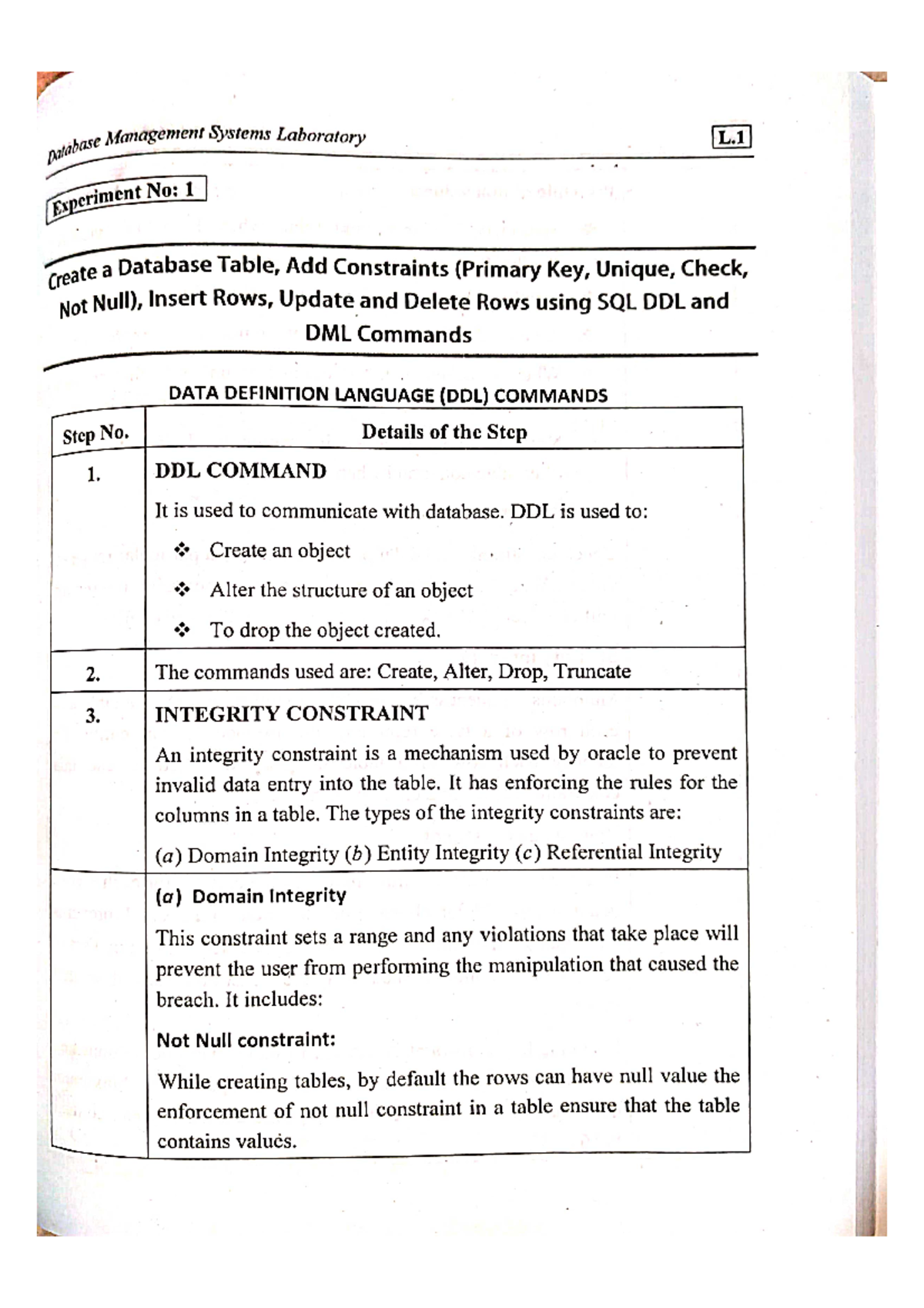 DBMS LAB ( Exercise -01) - Artificial Intelligence - Studocu