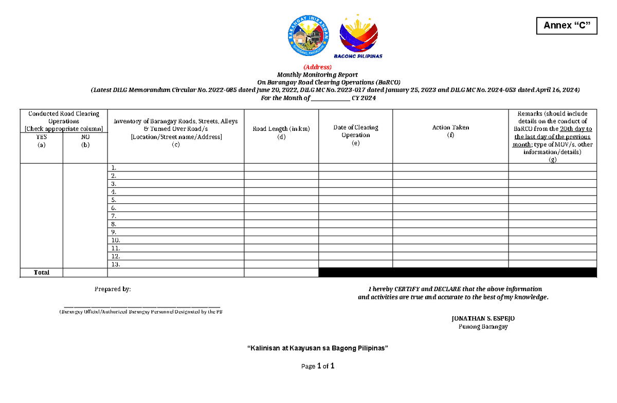 Annex-C Barangay-Ba RCO-Monthly-Monitoring-Report-Template-with-PBs ...