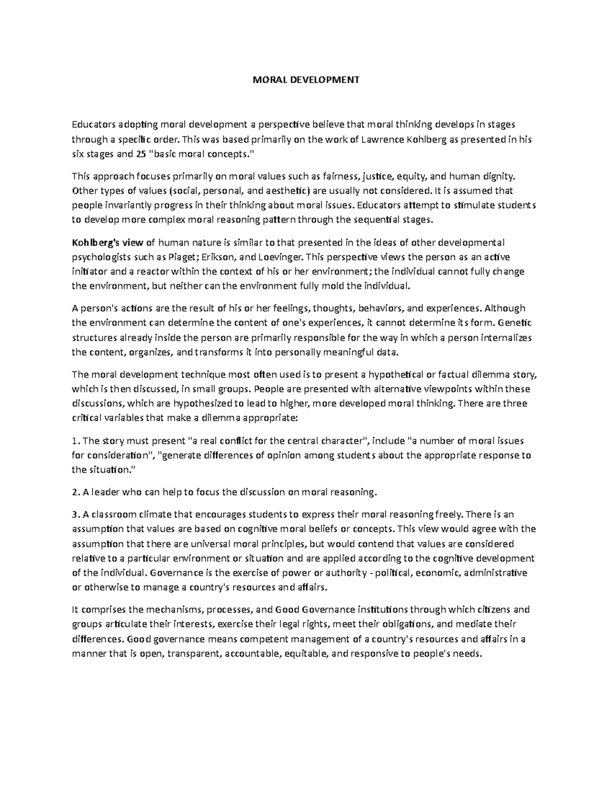 Lesson 4 Moral Developmentfile - MORAL DEVELOPMENT Educators adopting ...