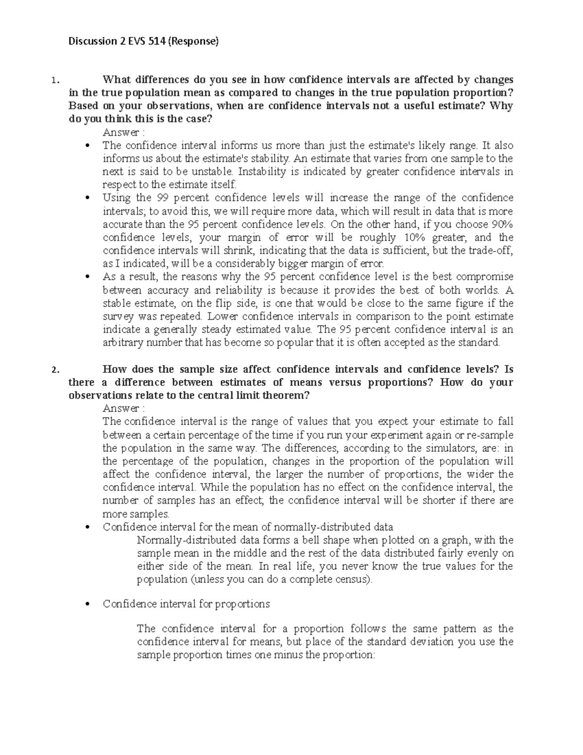 Discussion 2 Response 1 - Discussion 2 EVS 514 (Response) What ...