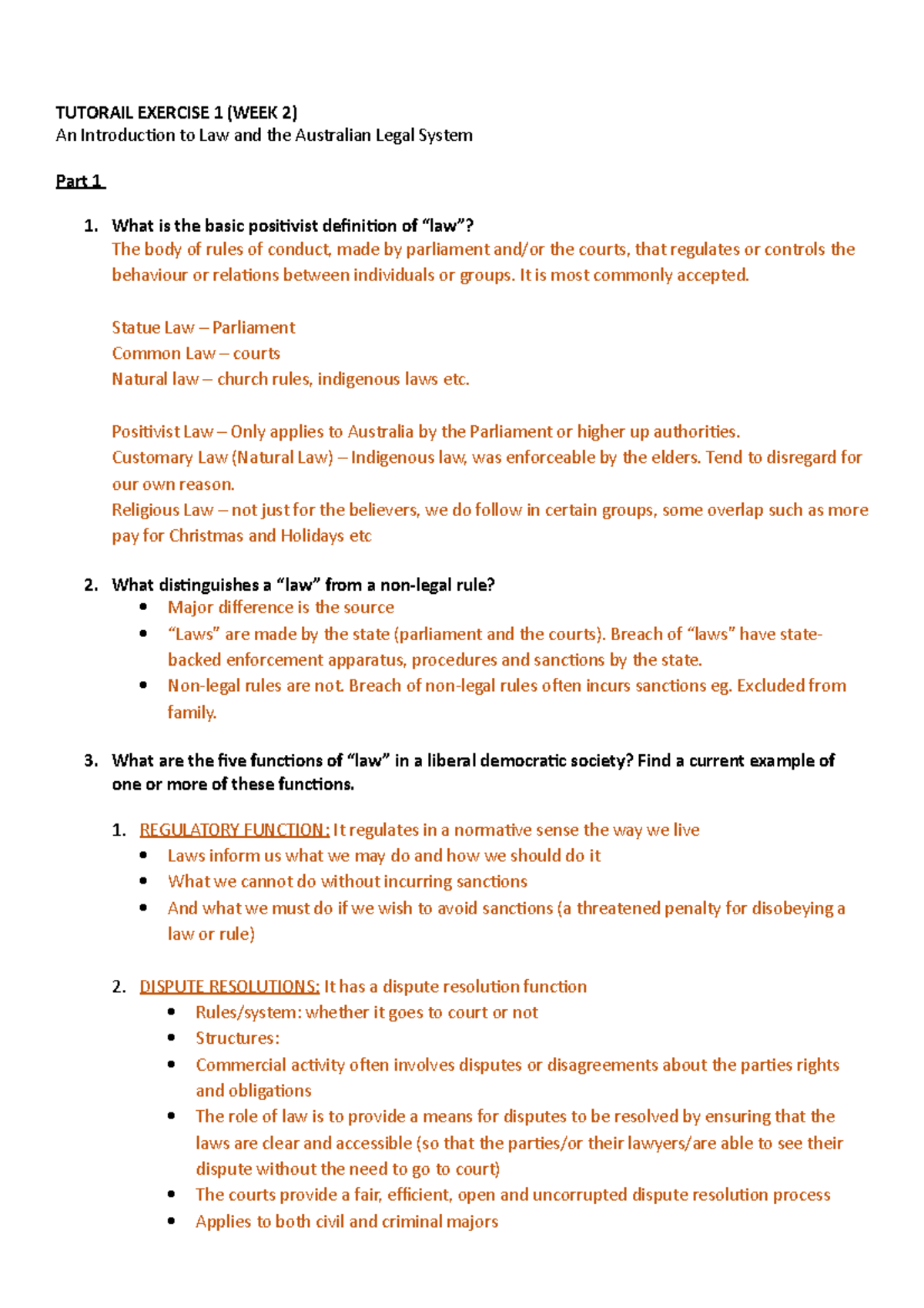 tutorial exercise 1 - laws1104 - TUTORAIL EXERCISE 1 (WEEK 2) An ...