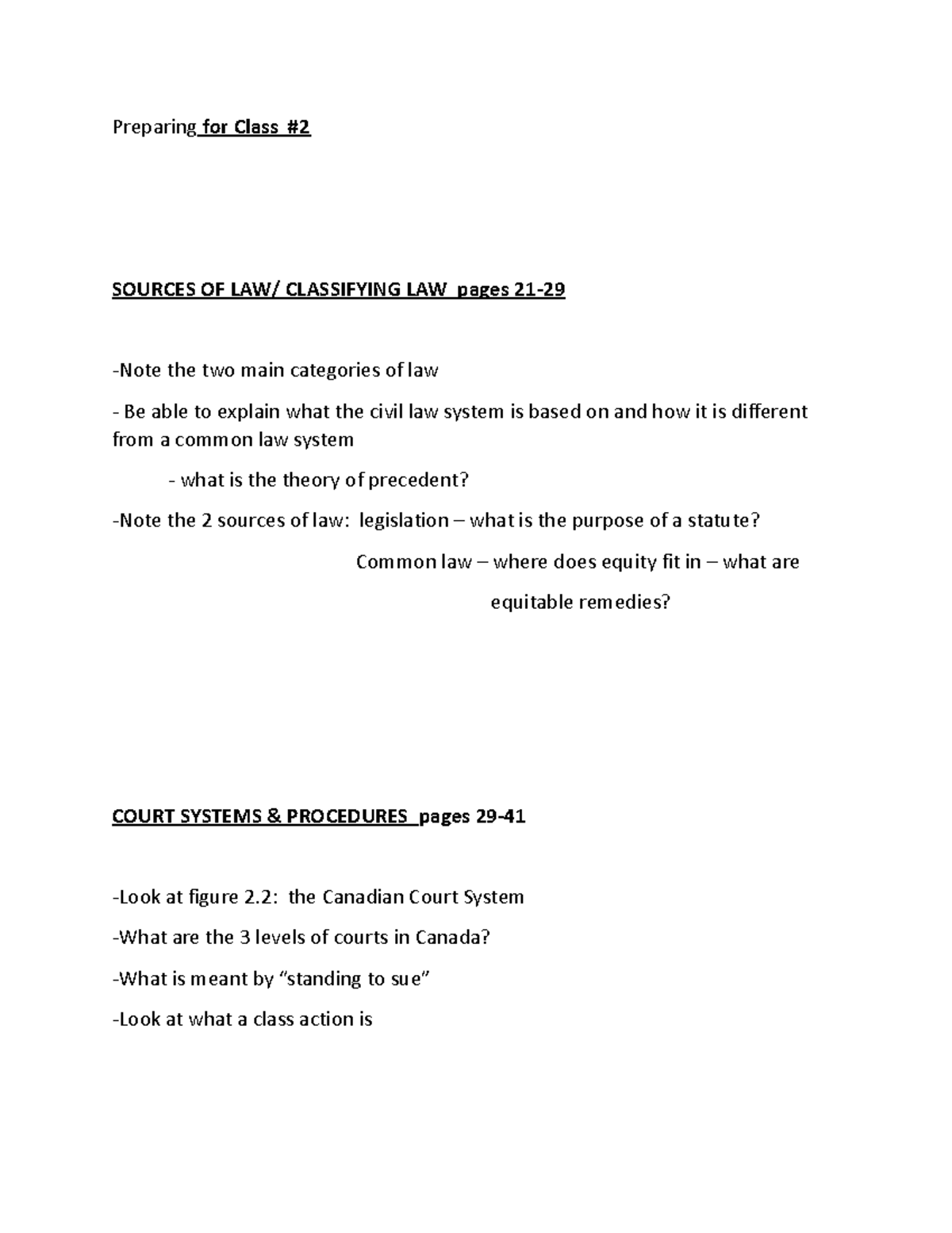 Preparing for Class #2 - Studocu
