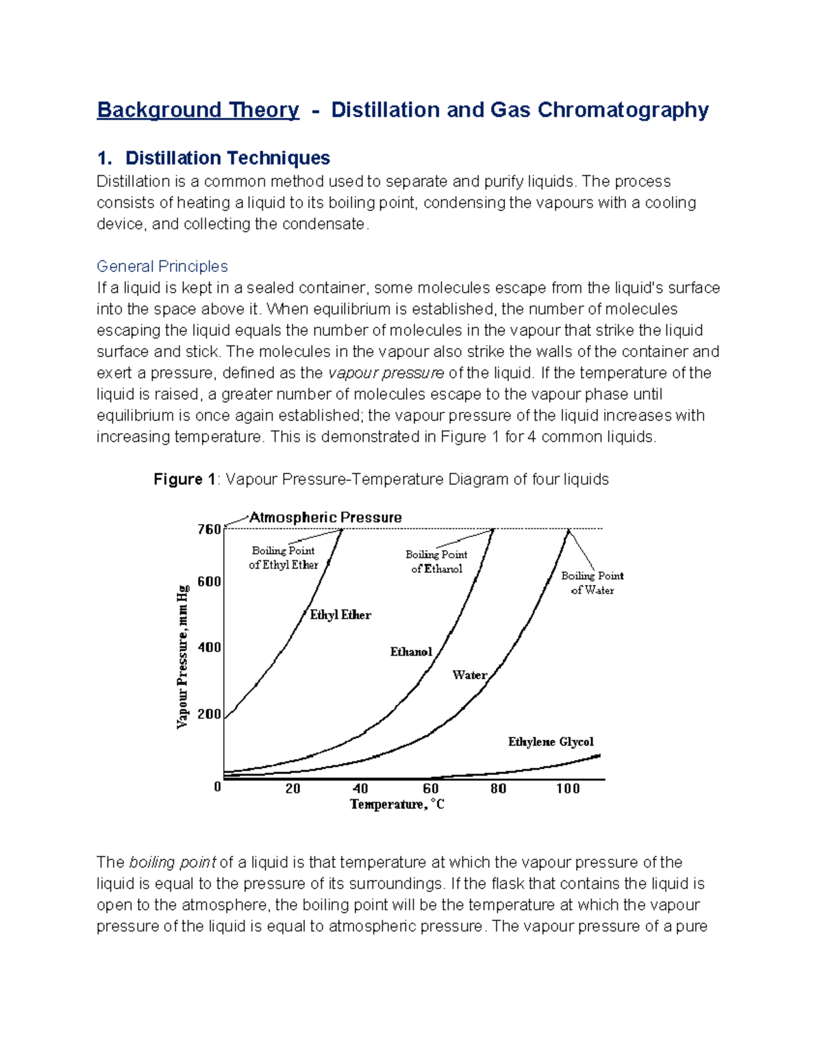 Distillation Theory and Info - Background Theory - Distillation and Gas Chromatography 1. - Studocu