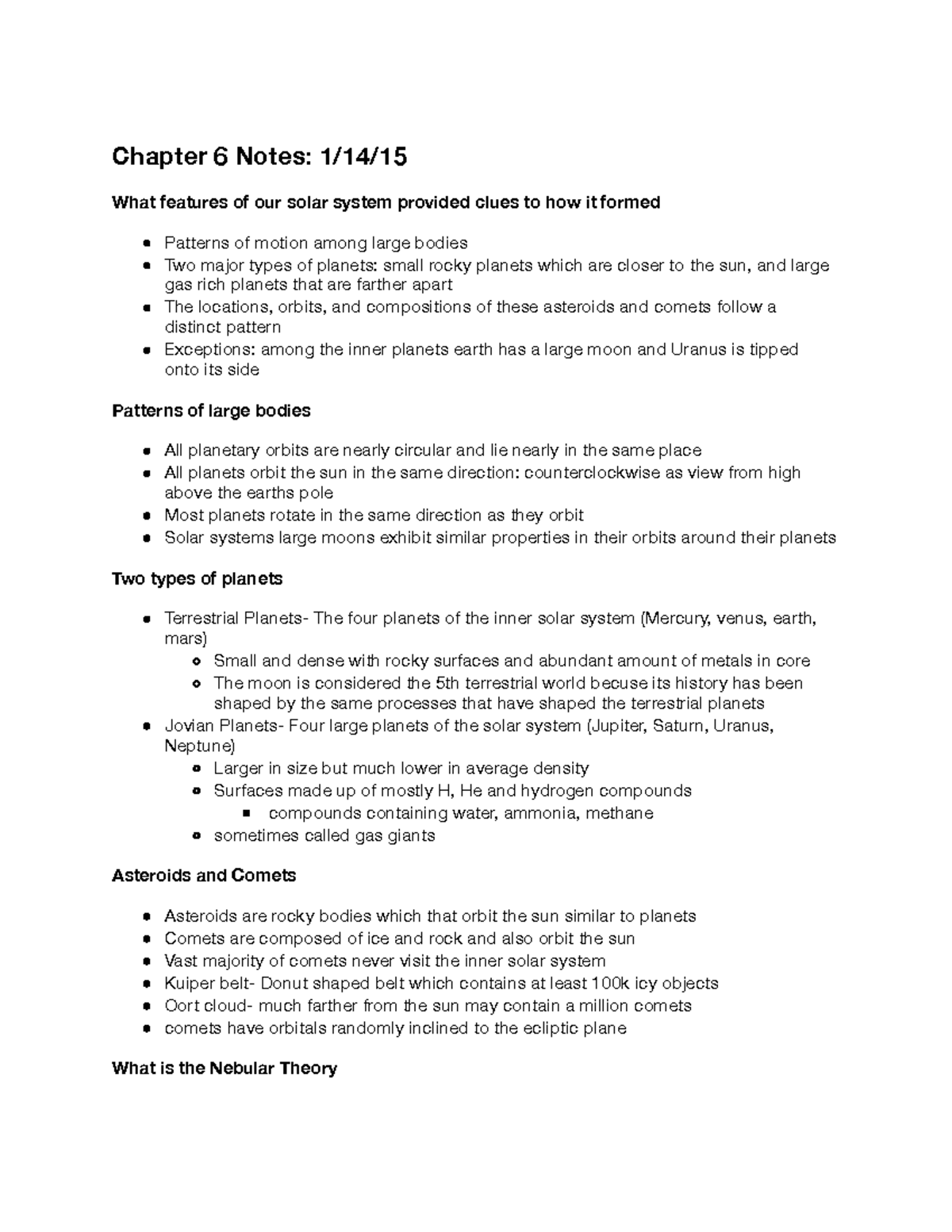 Astr 3 - Chapter 6 - Reading Notes - Chapter 6 Notes: What features of ...
