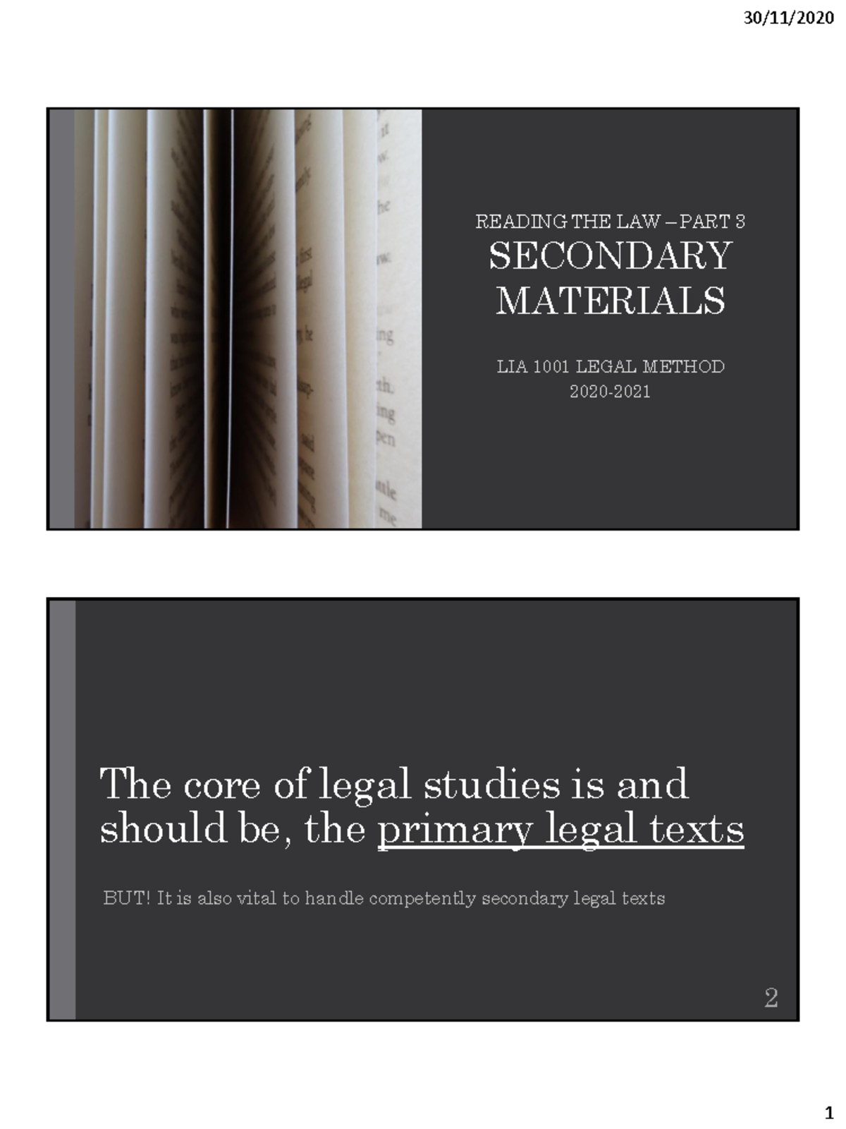 9. Reading THE LAW – PART 3 - READING THE LAW –PART 3 SECONDARY ...