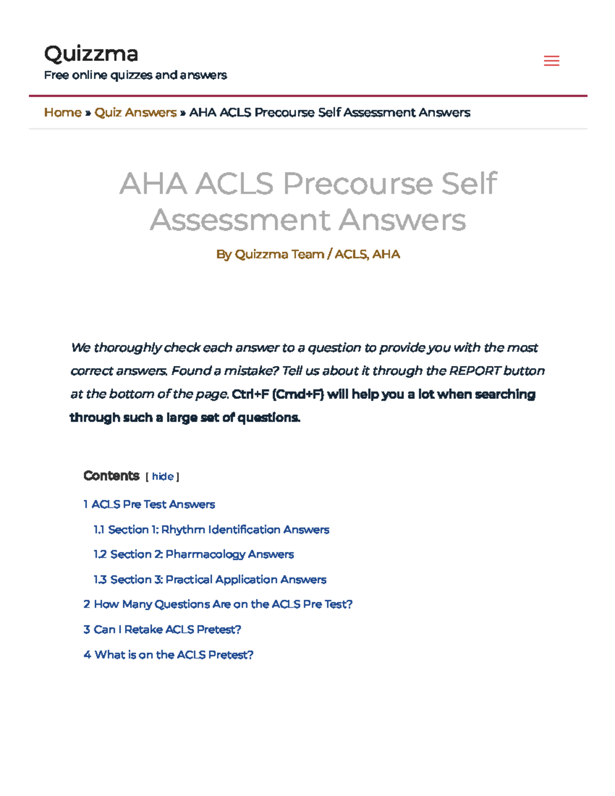 666229490 AHA ACLS Precourse Self Assessment Answers 2023 - AHA ACLS ...