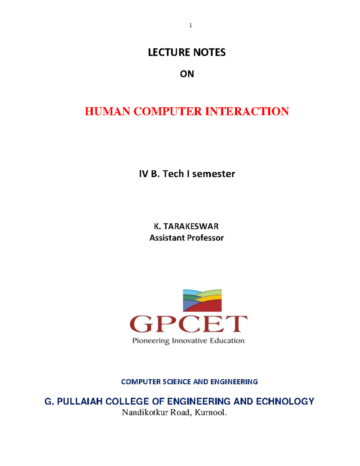 Hci-Unit-1 - human computer interaction handwritten notes - LECTURE ...