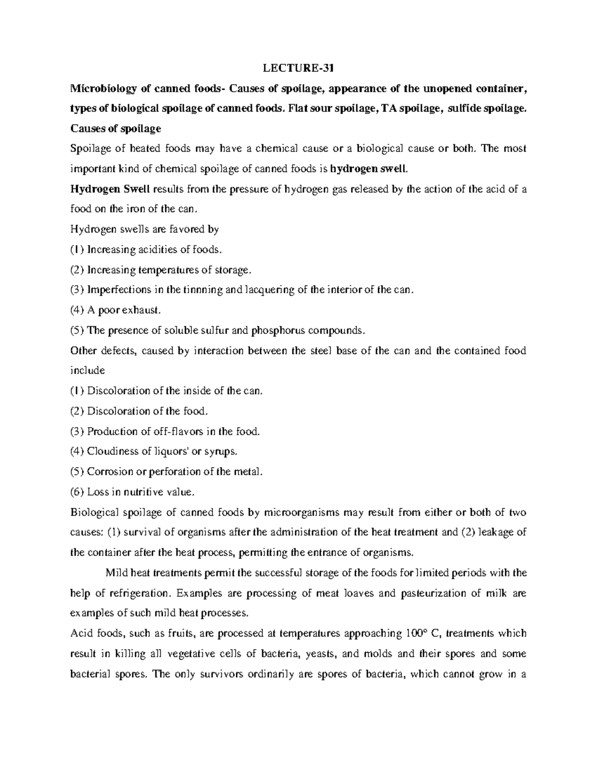 L 31 Microbiology of canned foods - LECTURE- Microbiology of canned ...