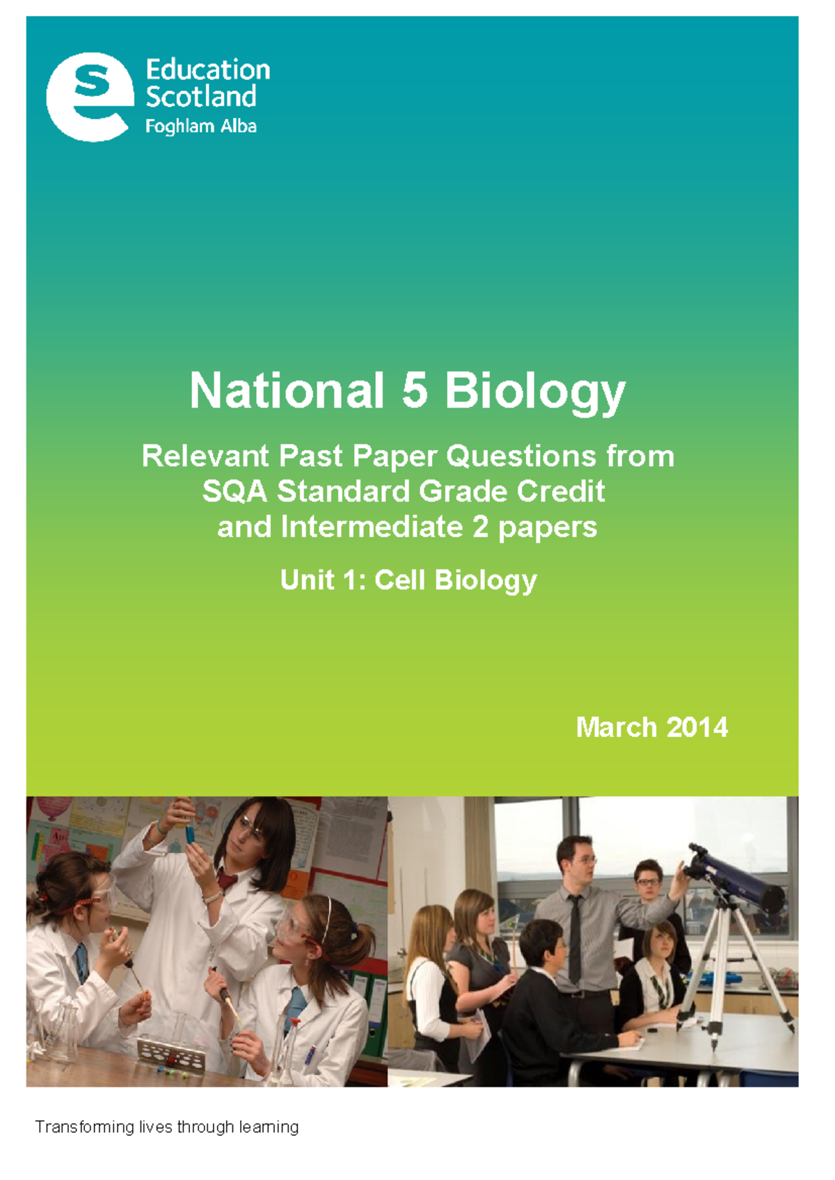 Biology n5 past paper questions cell biology 1 - National 5 Biology ...