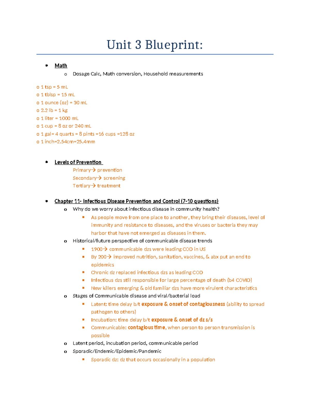 Unit 3 Blueprint-1 - Unit 3 Blueprint: Math o Dosage Calc, Math ...