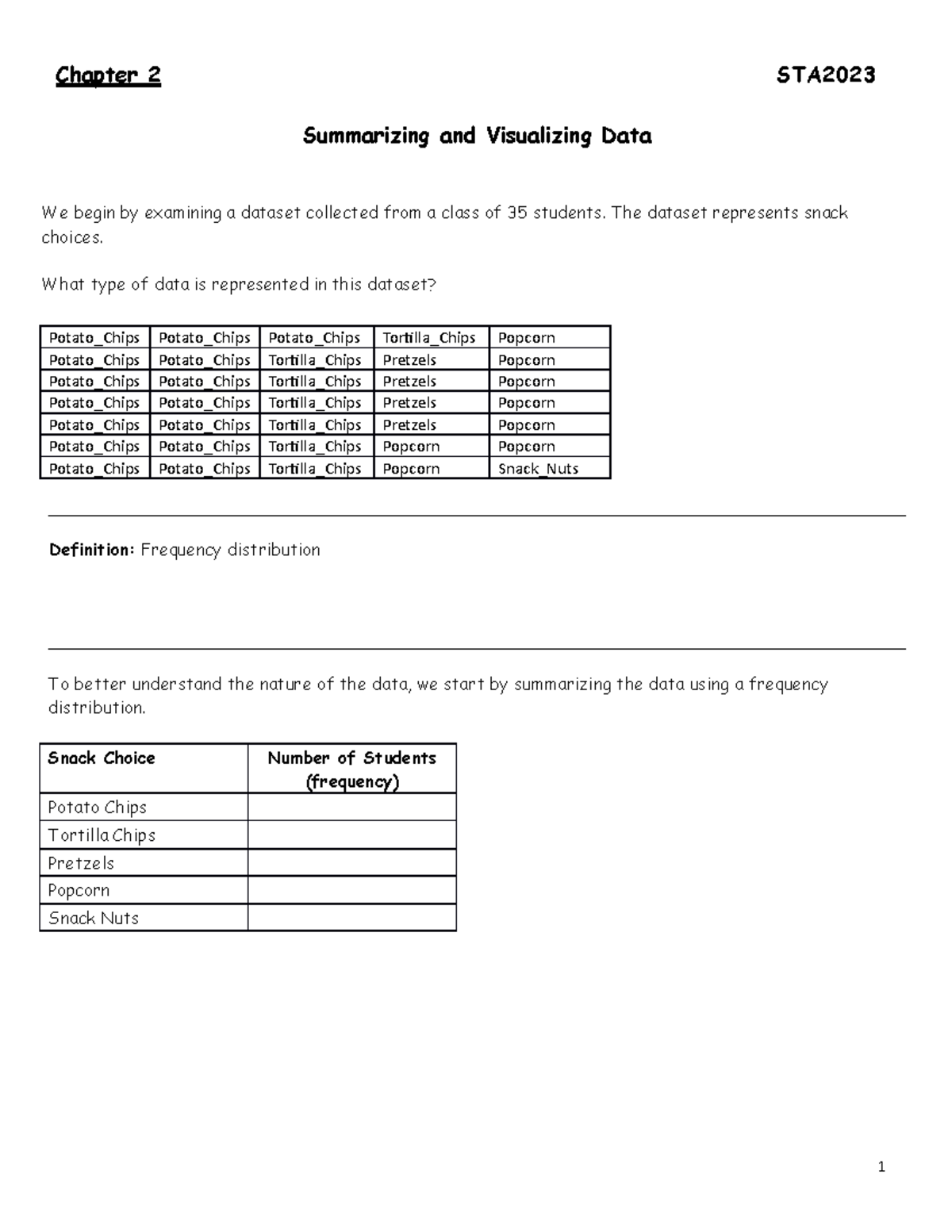 Chapter 02 Lecture Notes - Chapter 2 STA Summarizing and Visualizing ...
