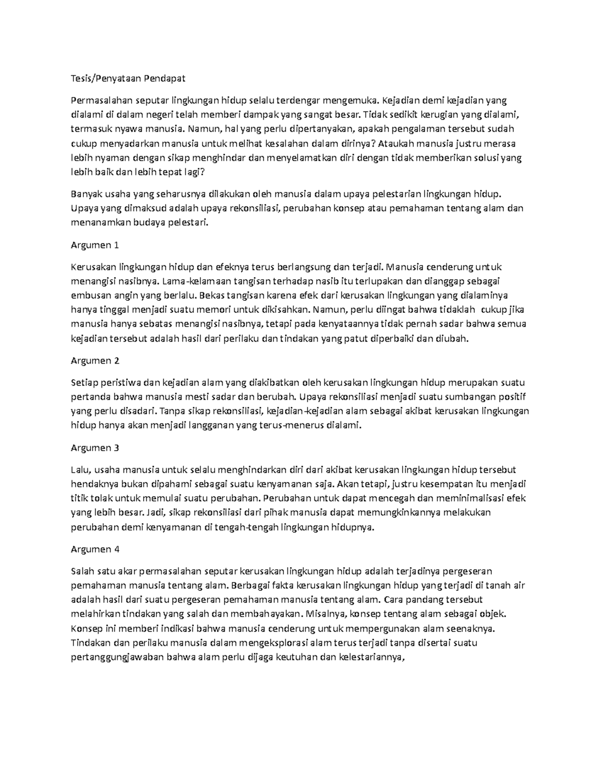 Analisis struktur teks - Tesis/Penyataan Pendapat Permasalahan seputar ...