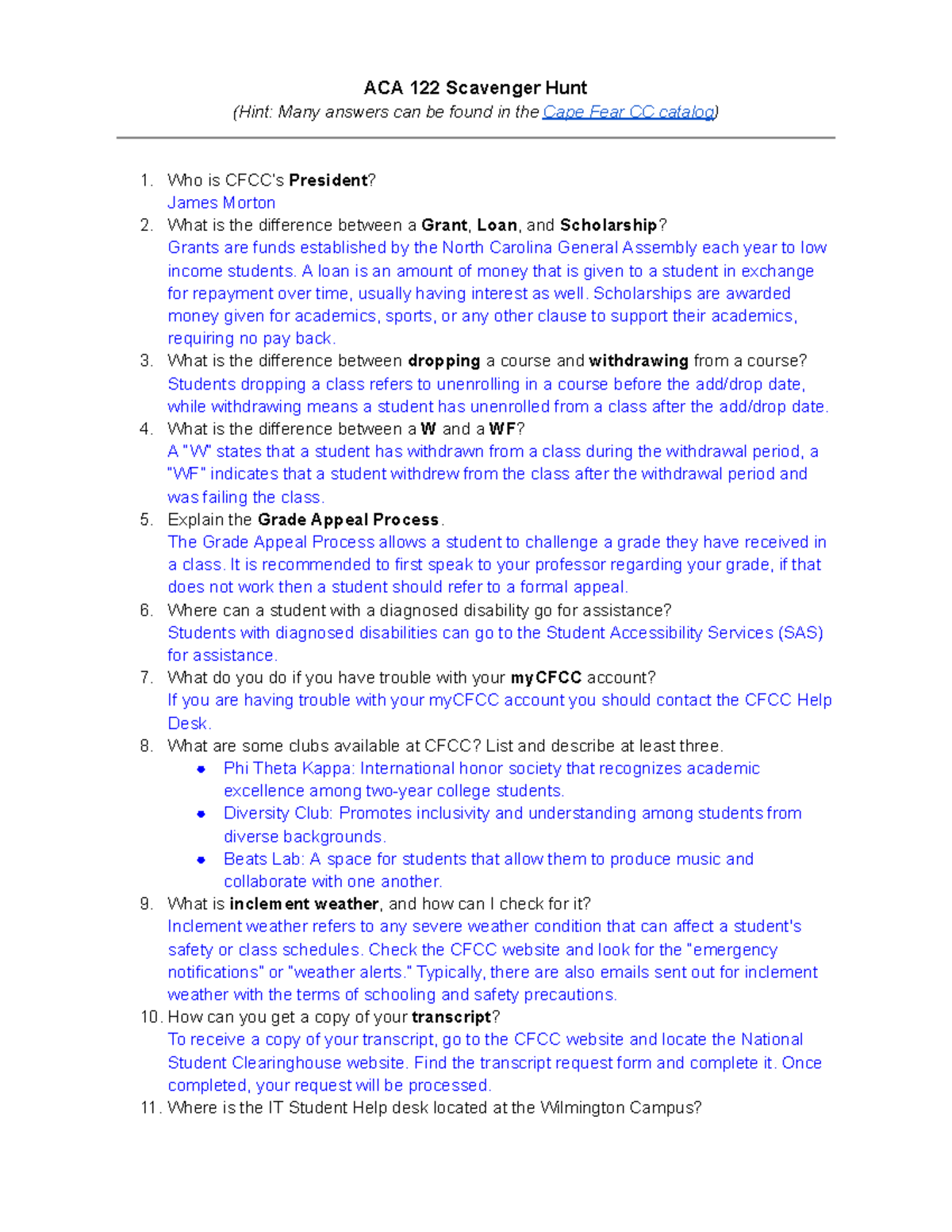 Copy of ACA 122 Scavenger Hunt - ACA 122 Scavenger Hunt (Hint: Many ...