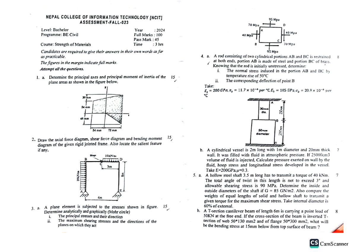 SOM - All past question of all clz pou 2024 - Civil Engineering - Studocu