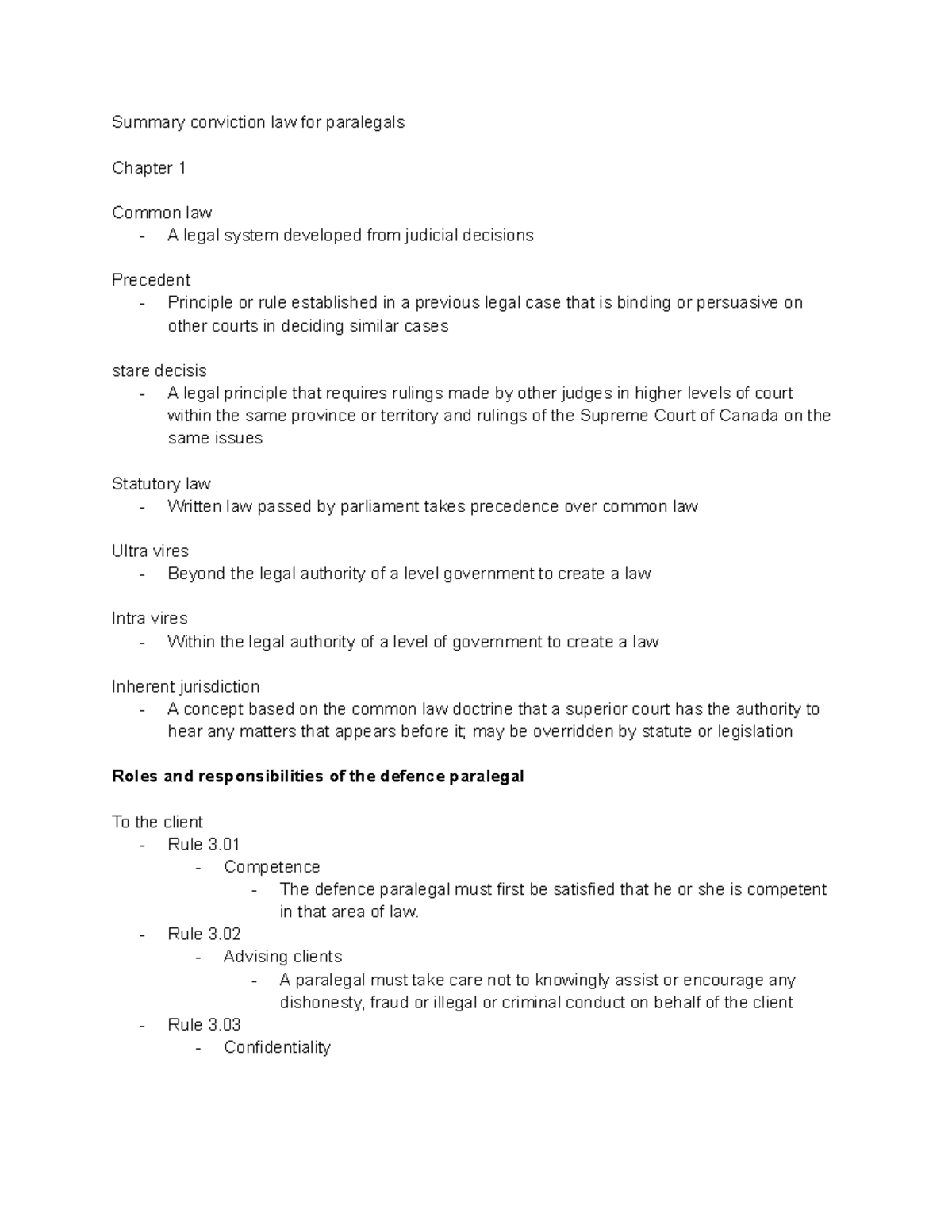 Summary conviction law for paralegals - PL403 - Studocu