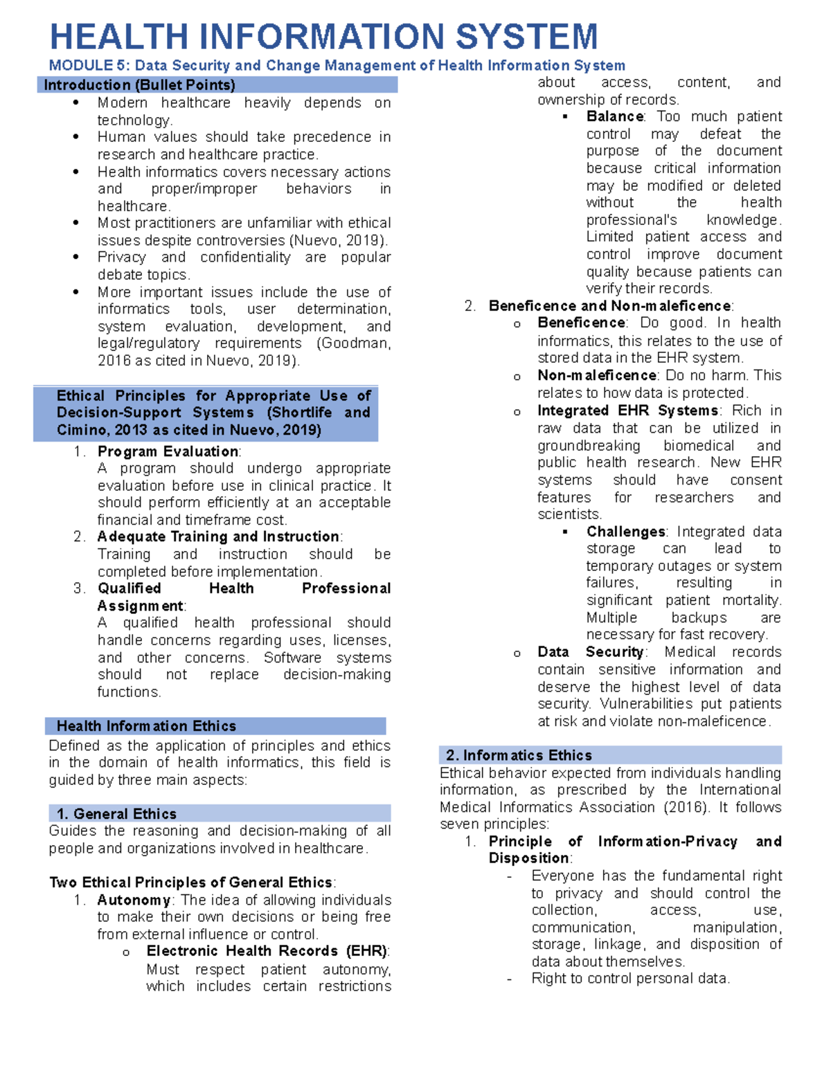 Module 5 HIS - Health Information System - MODULE 5: Data Security and ...