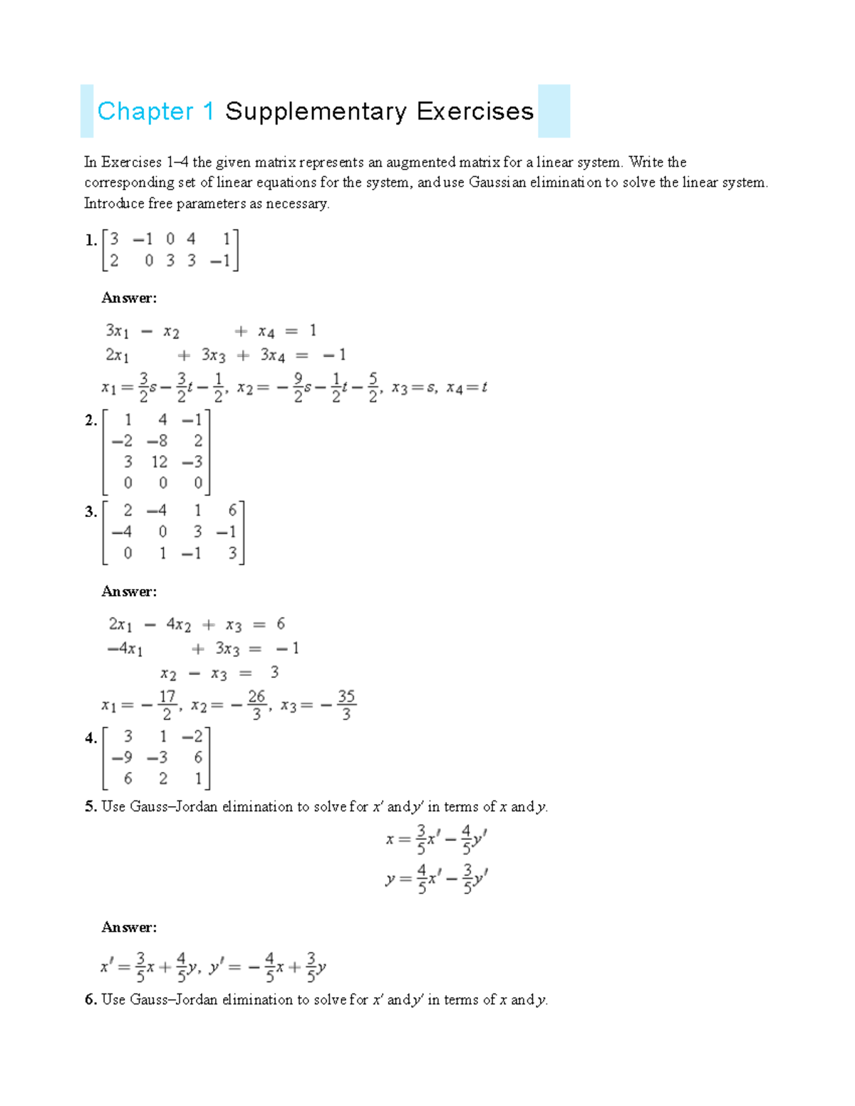 Chapter 1 Supplementary Exercises - Chapter 1 Supplementary Exercises In Exercises 1–4 the given ...