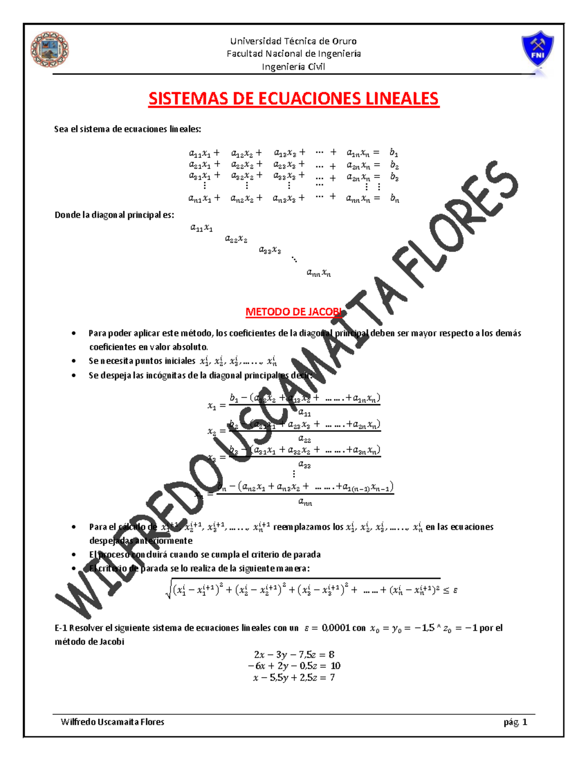 Ejer. Mat 1105 - Ejercicios - Facultad Nacional de Ingeniería ...