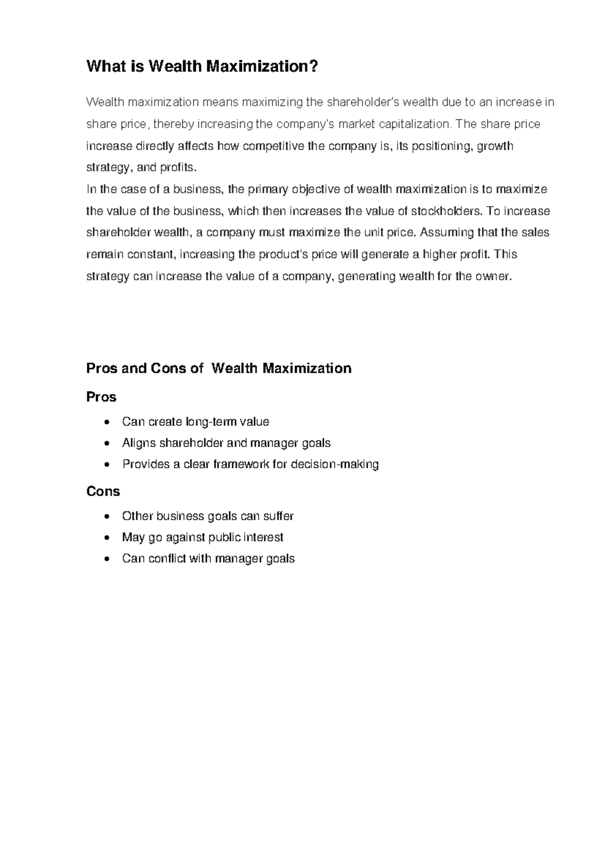 Wealth Maximisation By MA Rumi - What is Wealth Maximization? Wealth ...