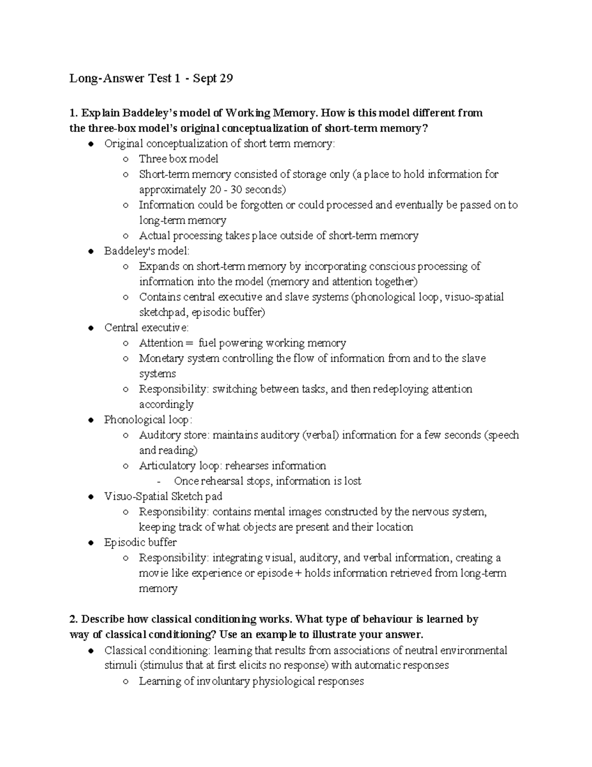 LA Test 1 - Long answer #1 - Long-Answer Test 1 - Sept 29 Explain ...