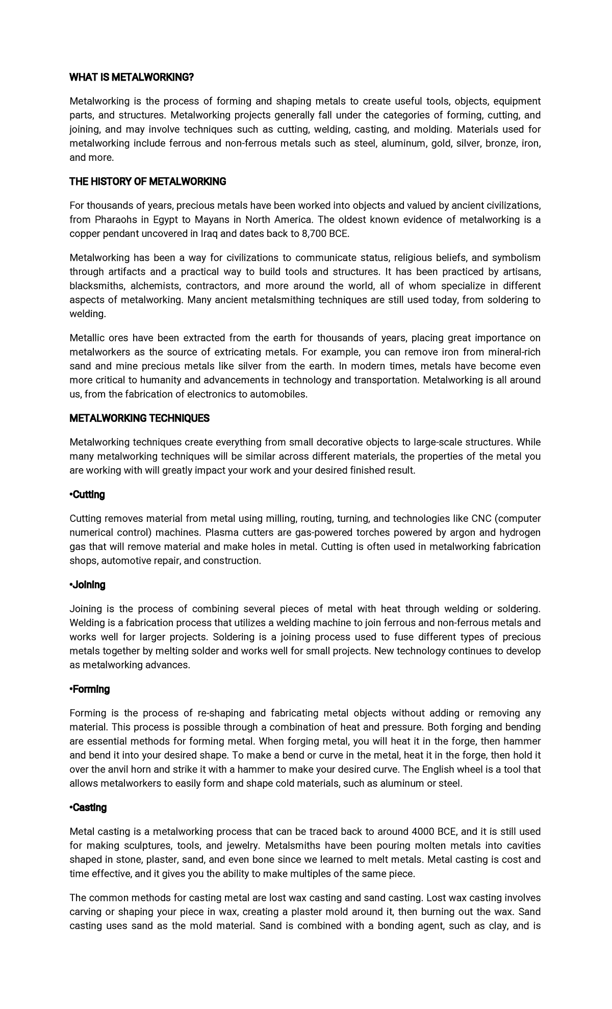 Metalworks - Summary Arts & Crafts Design - WHATISMETALWORKING? - Studocu