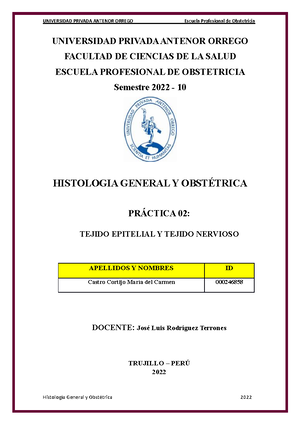 GUIA Practica 02 - GUIA PRÁCTICA DE HISTOLOGÍA. UPAO - UNIVERSIDAD PRIVADA ANTENOR ORREGO ...