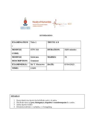 OPV Outline Document 2 Karabo - OPV 112 Final Exam Assignment 2022 ...