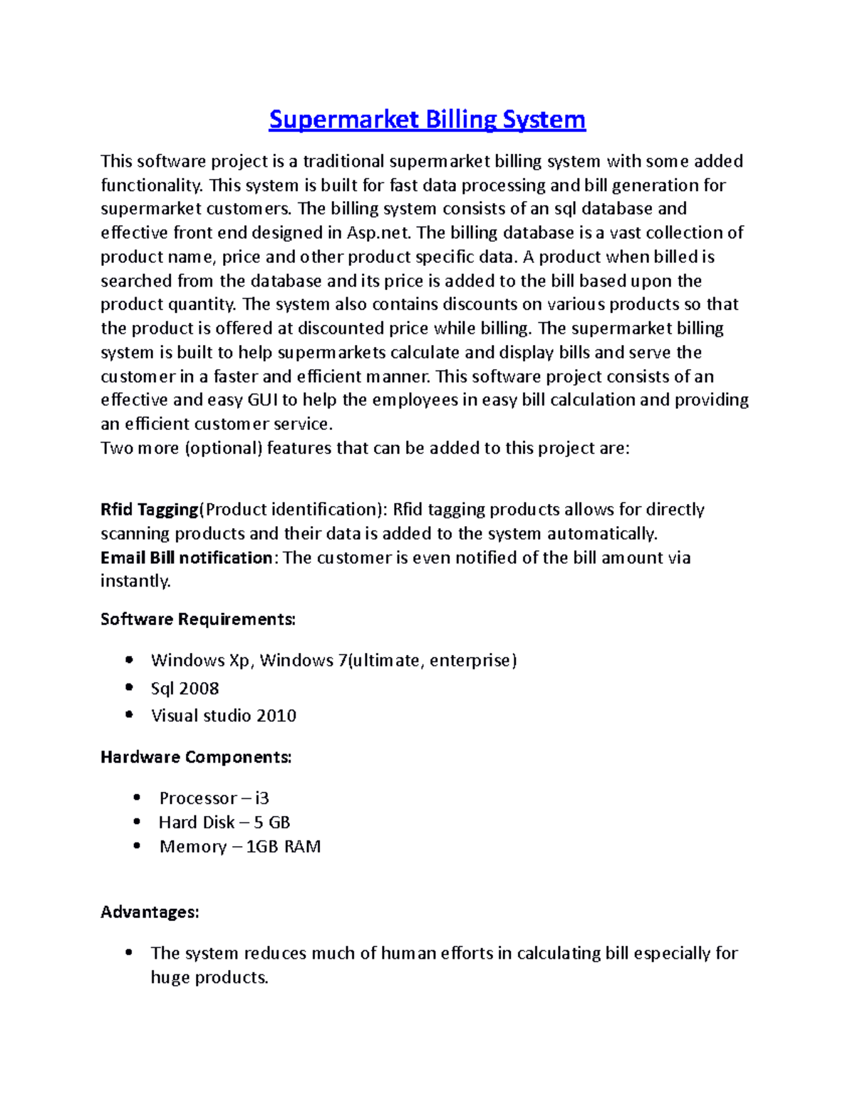 S95 - Useful - Supermarket Billing System This software project is a traditional supermarket ...