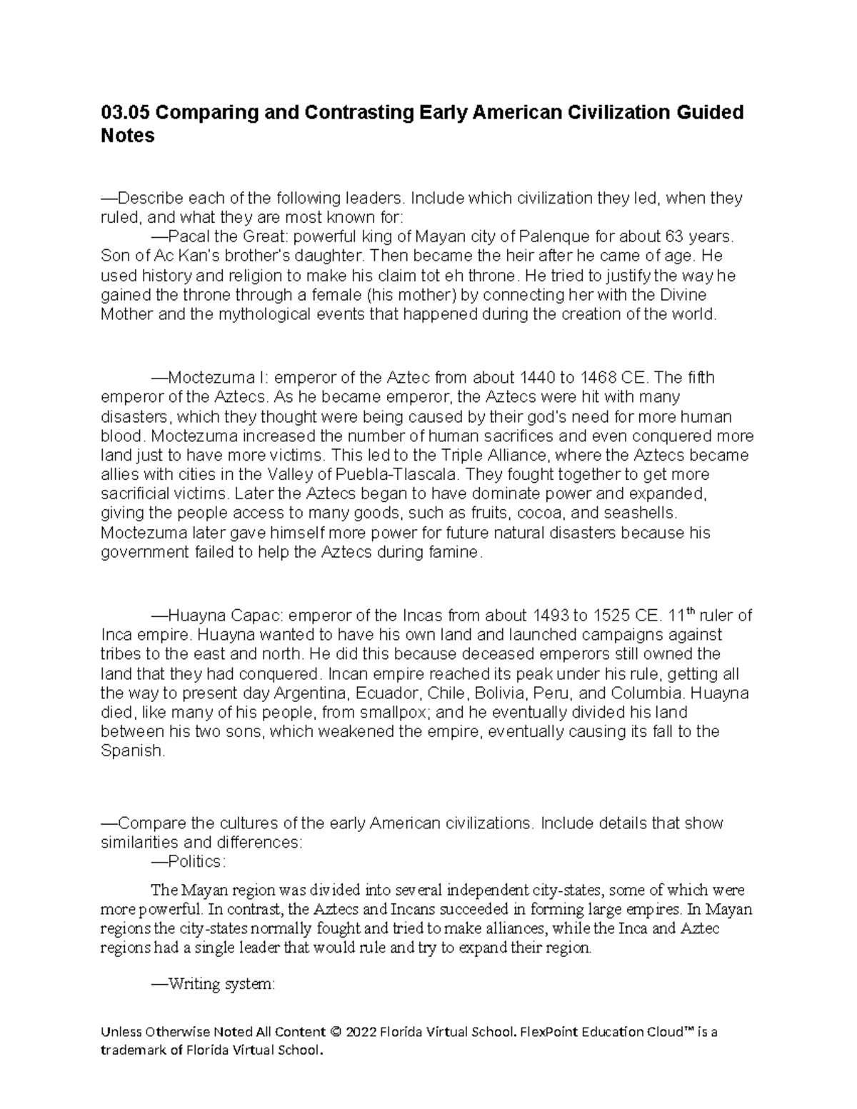 03 05 guided notes osting - 03 Comparing and Contrasting Early American ...