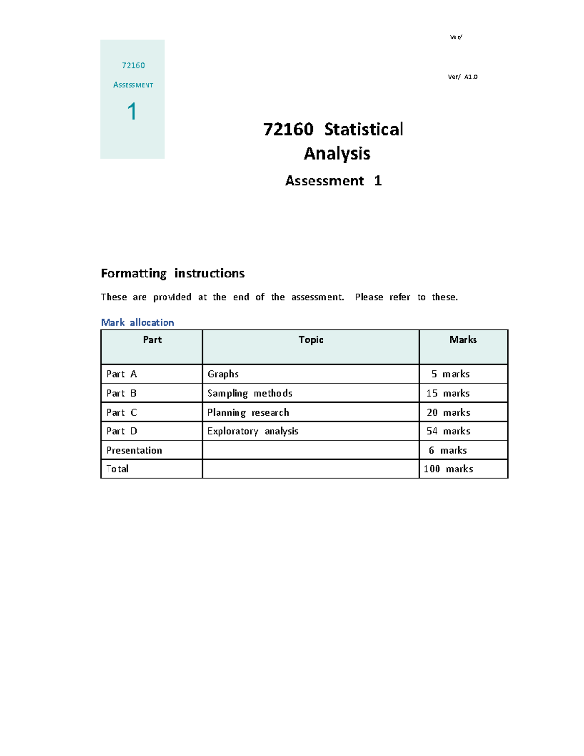 Edited one - zCDDA - Ver/ tA1. Ver/ tA1. 72160 tStatistical tAnalysis ...
