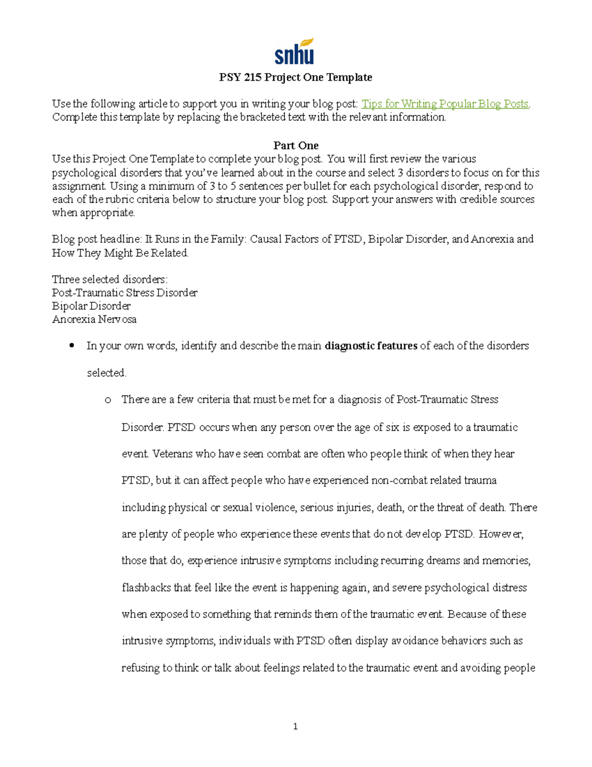 PSY 215 Project One Avery Folsom - PSY 215 Project One Template Use the ...