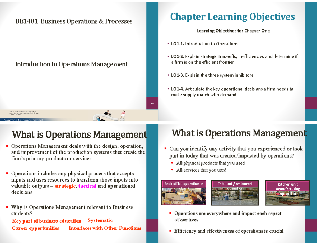 Business Operations Slides 1 - BE1401, Business Operations & Processes ...