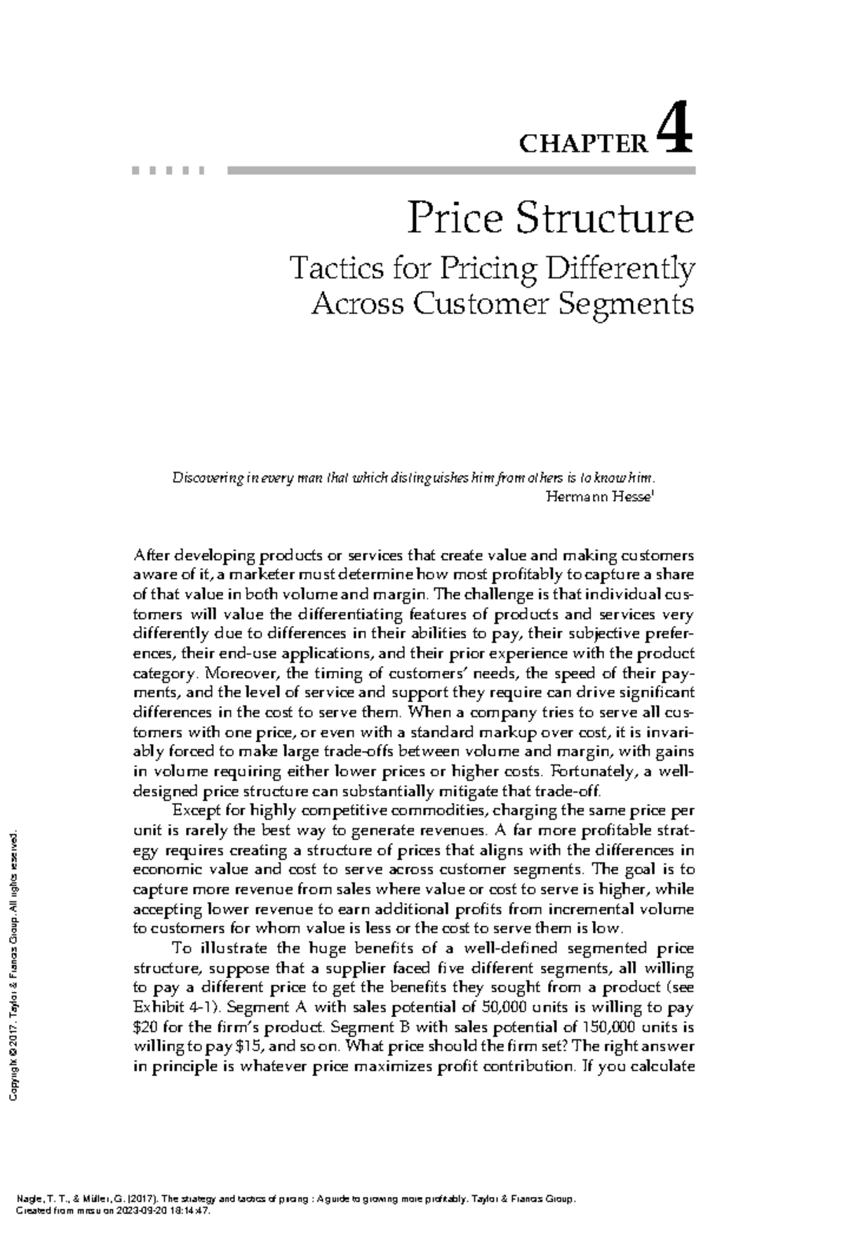 Ch4 book - The Strategy and Tactics of Pricing : A Guide to Growing ...