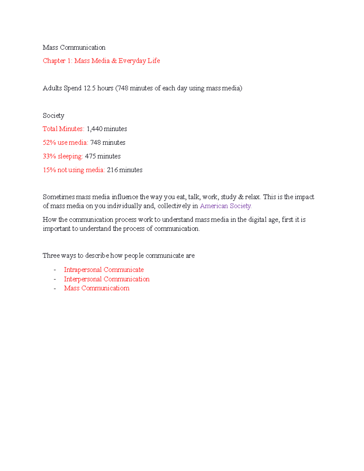 Mass Communication Notes - Mass Communication Chapter 1: Mass Media ...